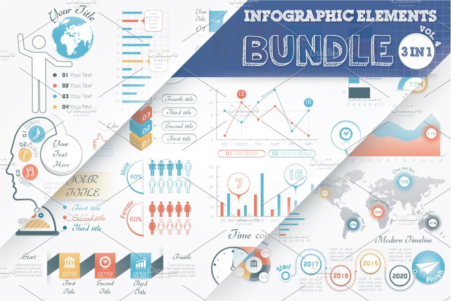 信息图表元素 Infographic Elements Bundle_51PPT模板 国外幻灯片 keynote模板 免费PPT模板下载