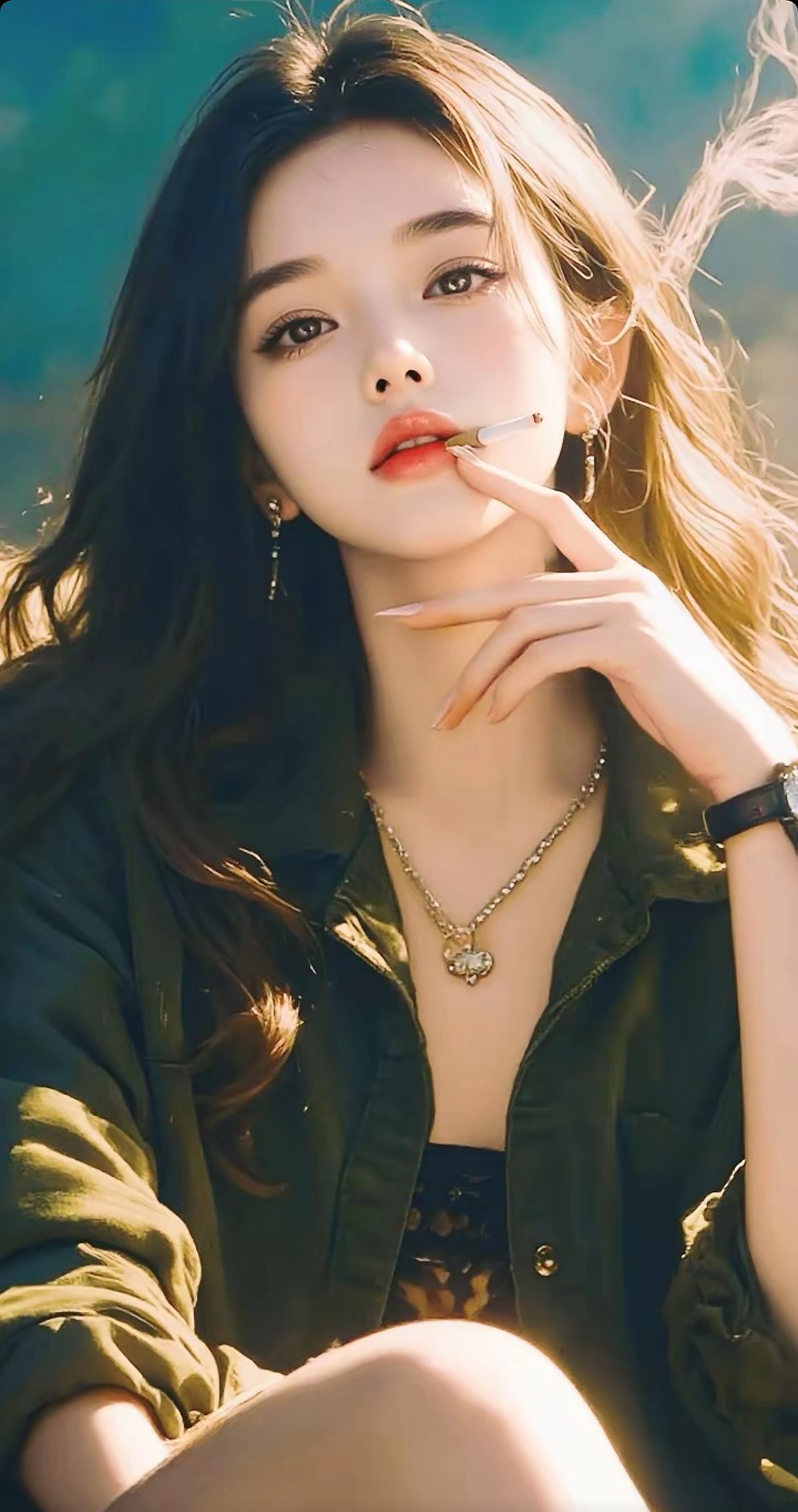 叼着烟的夹克美女手机壁纸图片-千星图壁纸-高清电脑桌面壁纸图片大全-wallhaven-彼岸壁纸